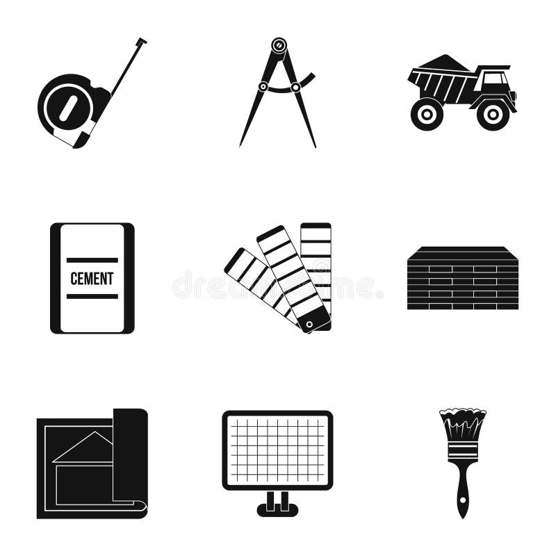 Building Tools Icons Set, Simple Style Stock Vector - Illustration of ...