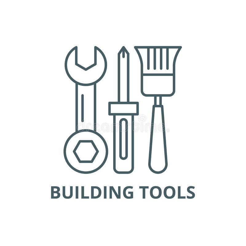 Building Tools Line Icon, Vector. Building Tools Outline Sign, Concept ...