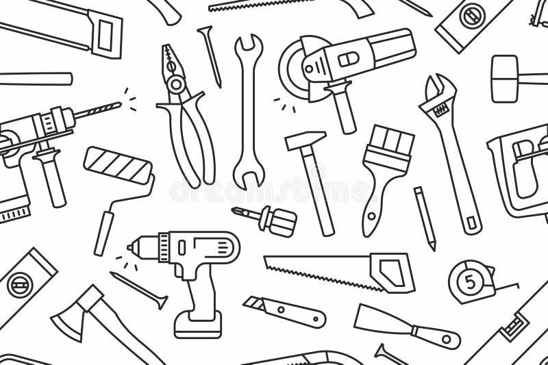 Building Tools Seamless Pattern Stock Illustrations – 1,291 Building ...