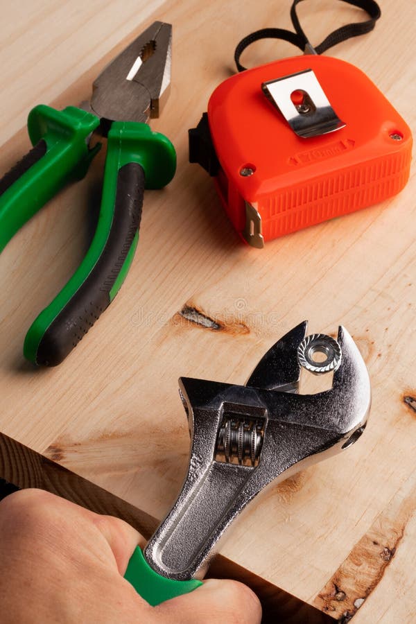 Building Tools, Set of Tools a Wood Panel with Blank Space for Your ...