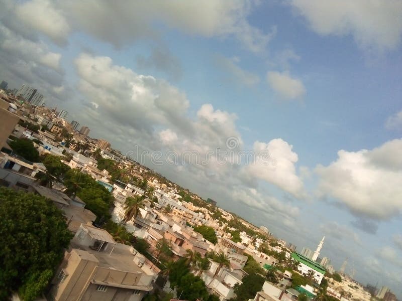 Building Top with Beautiful Sky Stock Image - Image of building, city ...