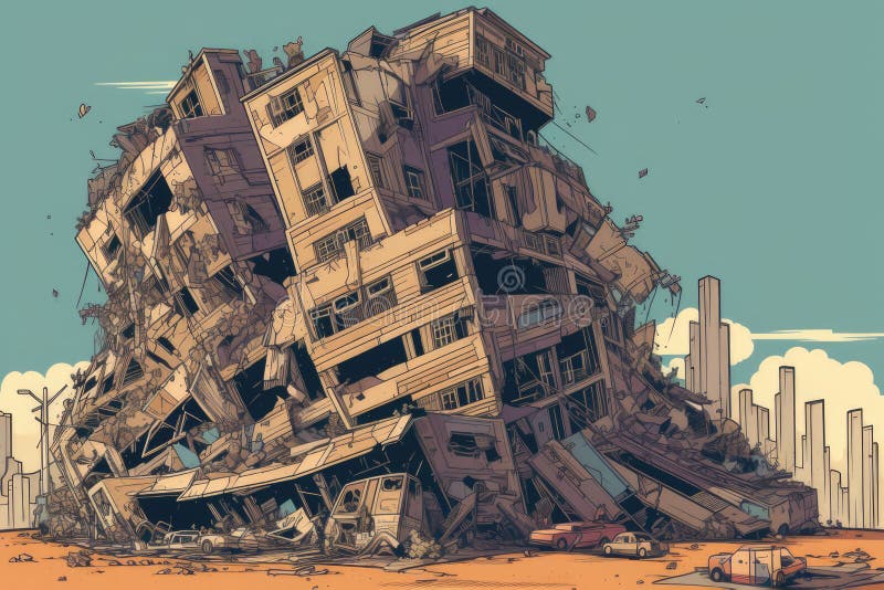 A Building is Torn Down and Lying on the Ground. Demolished Building at ...