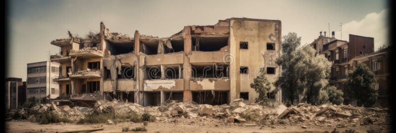 A Building is Torn Down and Lying on the Ground. Demolished Building at ...