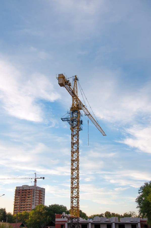 Building Tower Crane with Sunset Sky at the Background Stock Image ...