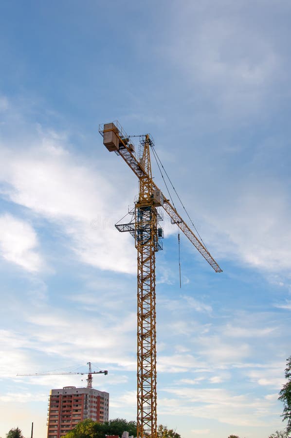 Building Tower Crane with Sunset Sky at the Background Stock Image ...