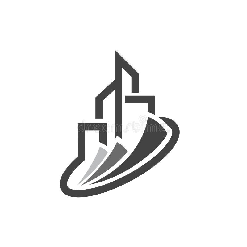 Building, Tower Logo with the Concept of Paper Sheets White Background ...