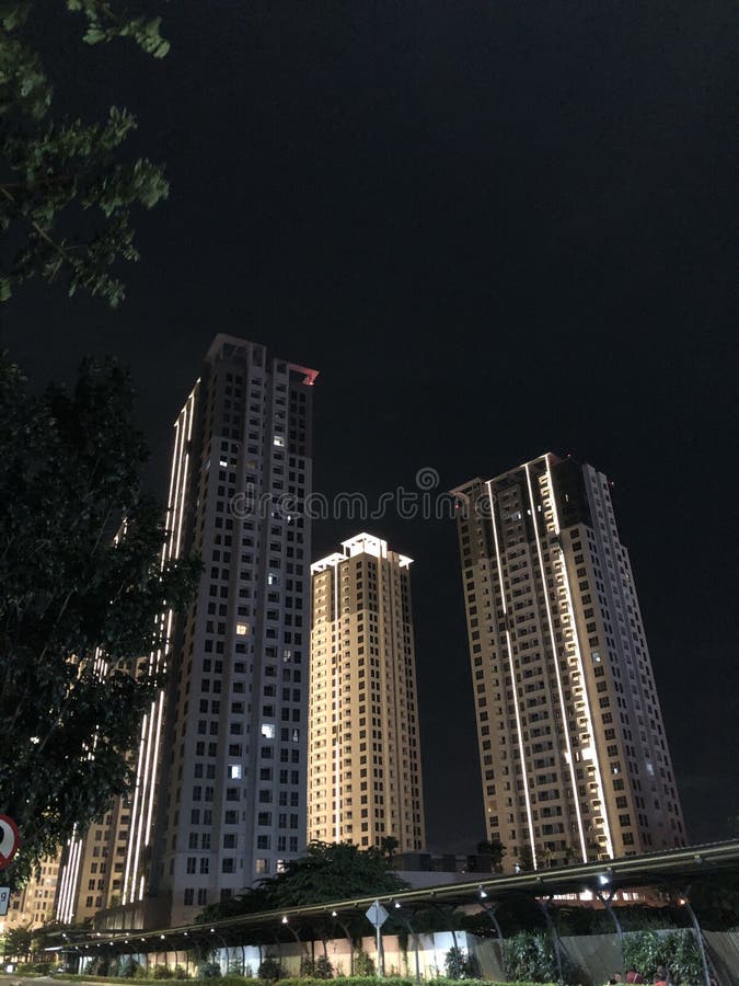 Building Tower Night stock image. Image of ground, tower - 222789213