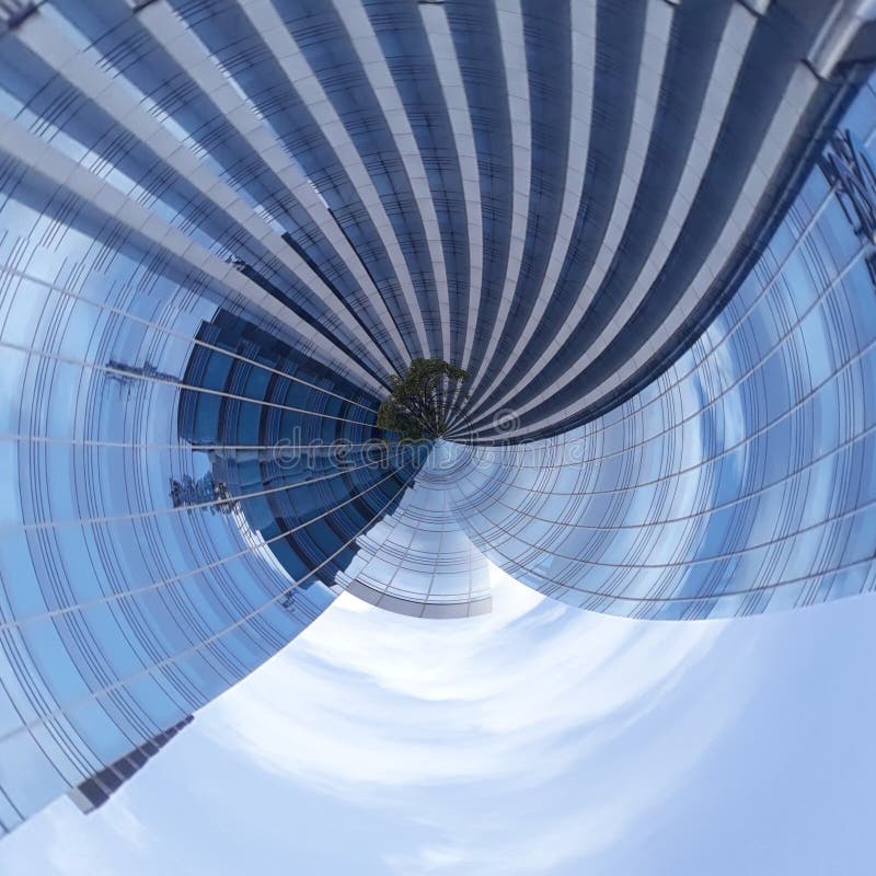 Building Tower Swirl at Blue Sky Stock Image - Image of building, wing ...