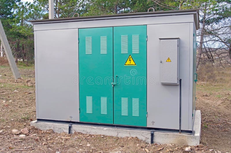 Building Transformer Substation Stock Image - Image of green, industry ...