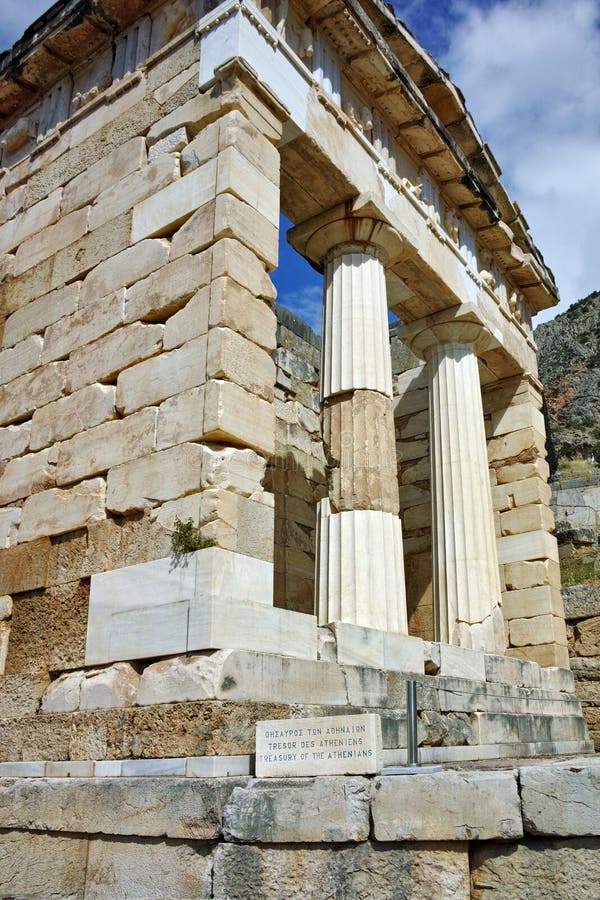 Building of Treasury of Athens in Ancient Greek Archaeological Site of ...