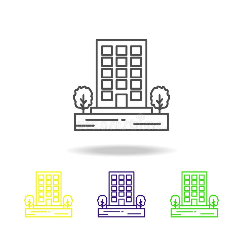 Building, Trees Colored Icon. Can Be Used for Web, Logo, Mobile App, UI ...