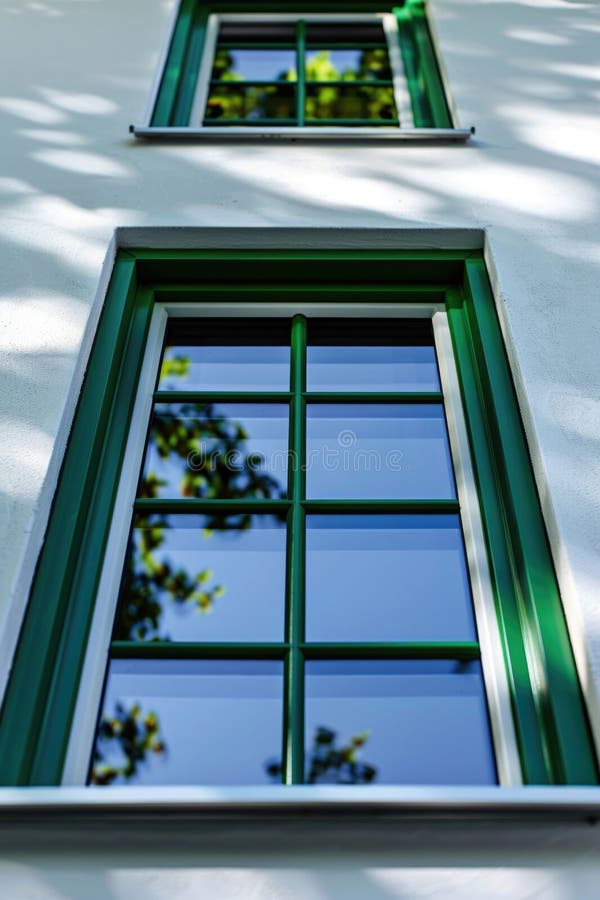 A Building with Two Windows and a Tree Visible through One of the ...