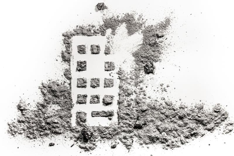 Building Under Bombing Drawing Made in Ash As War, Terrorism Stock ...