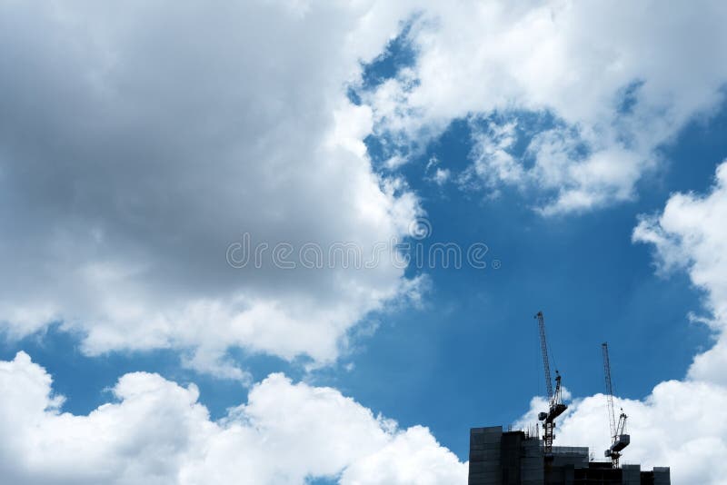 Building Under Construction with Blue Sky in Minimalist Style. Stock ...