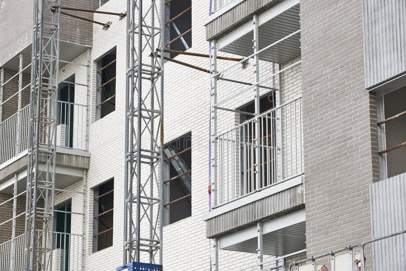 Building Under Construction. Brick Facade Structure Stock Photo - Image ...