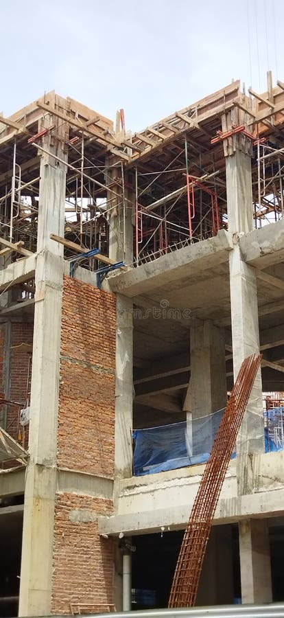 Building Under Construction with Bricks Installed Stock Image - Image ...