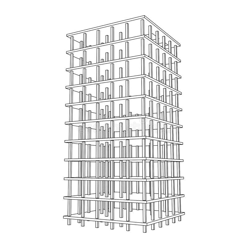 Building Under Construction. Wireframe Low Poly Mesh Stock Vector ...