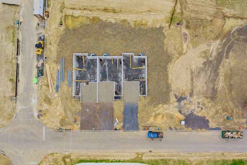 Building Under Construction in the Cement Foundation of a New Housing ...