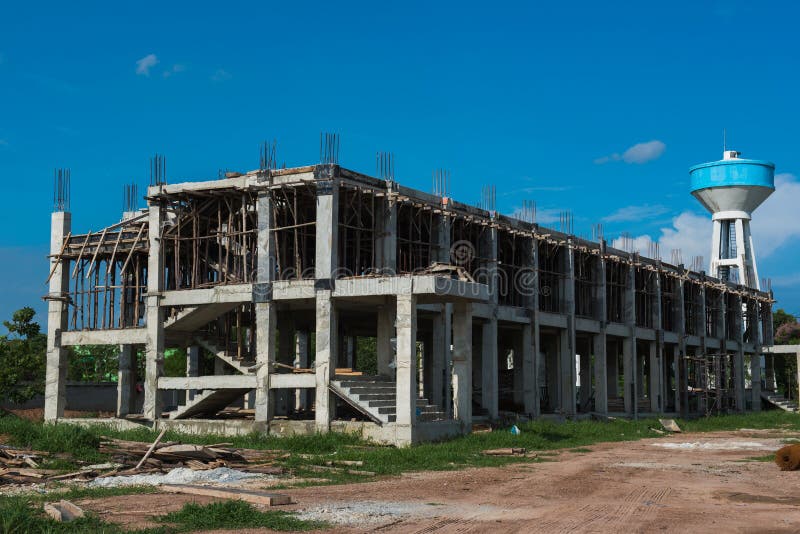 Building Under Construction and Cloud Blue Sky, Background Stock Image ...