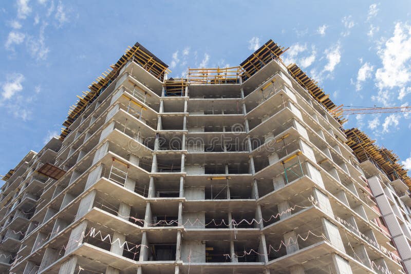 Building Under Construction. Construction of a Concrete Apartment ...