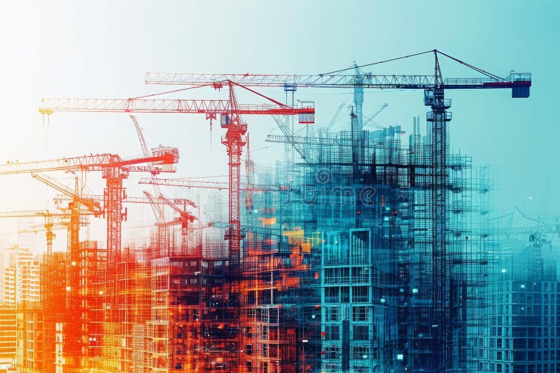A Building Under Construction with a Crane in the Background ...