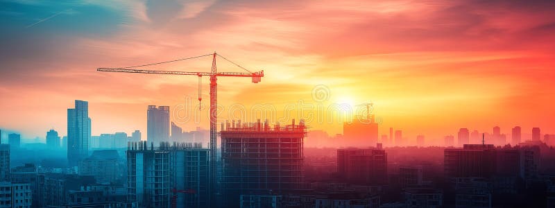 Building Under Construction, Crane and Building Construction Site on ...