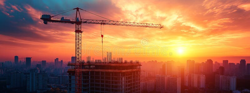 Building Under Construction, Crane and Building Construction Site on ...