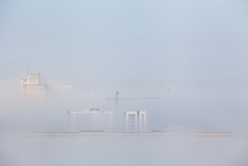 Building Under Construction in the Fog Stock Photo - Image of mist ...
