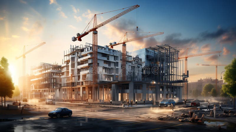 Building Under Construction, Industrial Development, Construction Site ...