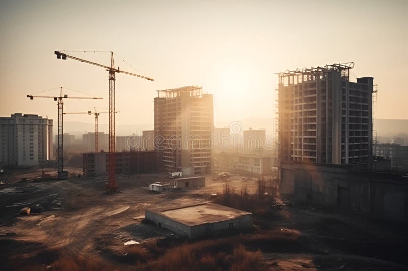 Building Under Construction Industrial Development, Technology Concept ...