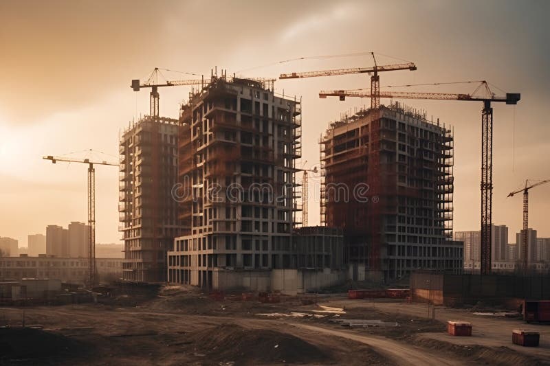 Building Under Construction Industrial Development, Technology Concept ...