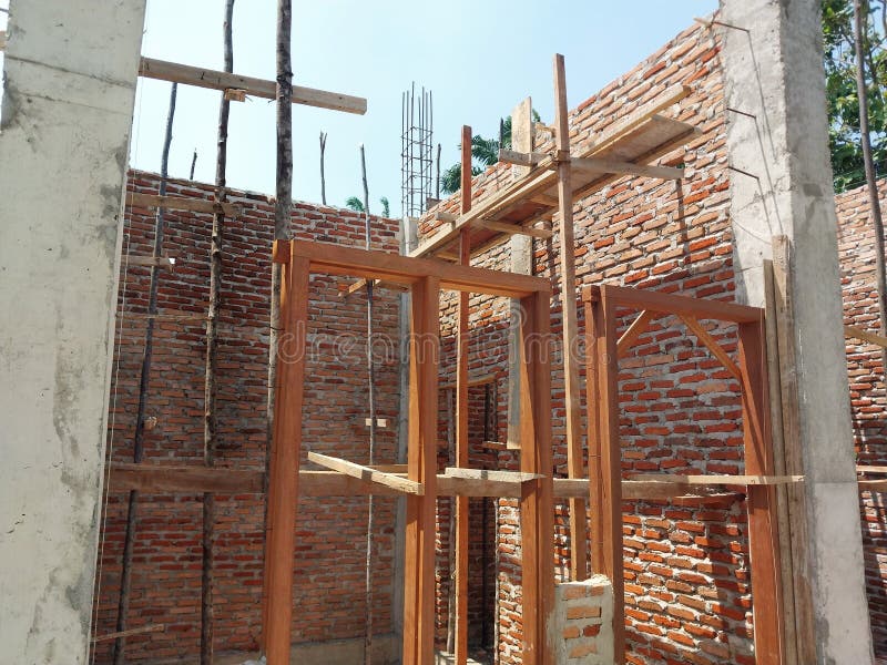 Building Under Construction. Job Brick at Construction Site Stock Photo ...