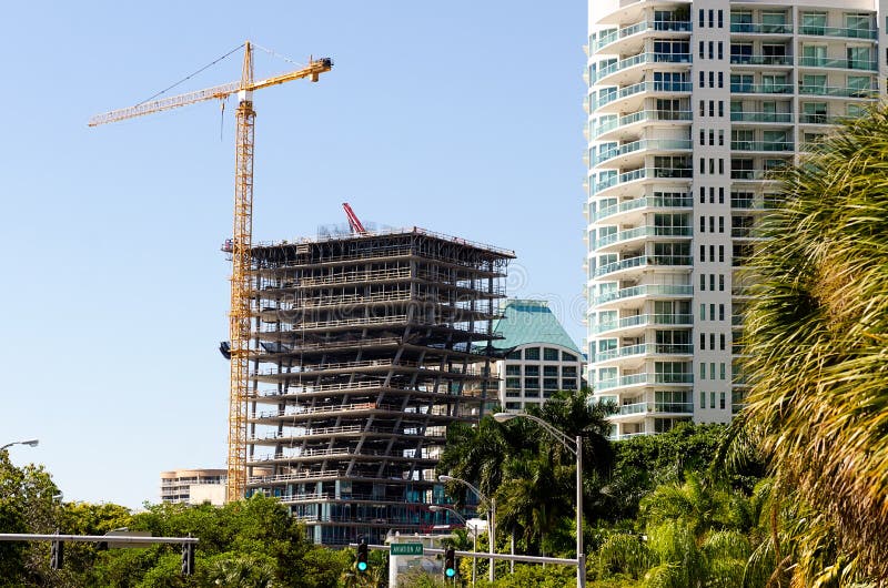 Building Under Construction in Miami Stock Photo - Image of building ...