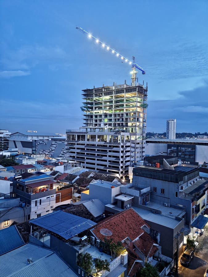 Building Under Construction at the Morning Stock Photo - Image of ...