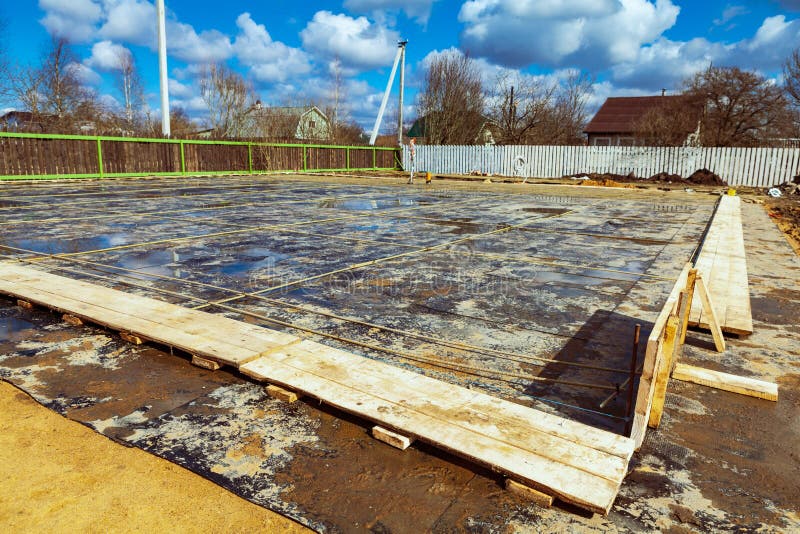 The Building is Under Construction with New Foundation after Concrete ...