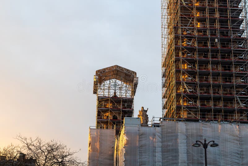Building Under Construction at Night Stock Image - Image of power ...