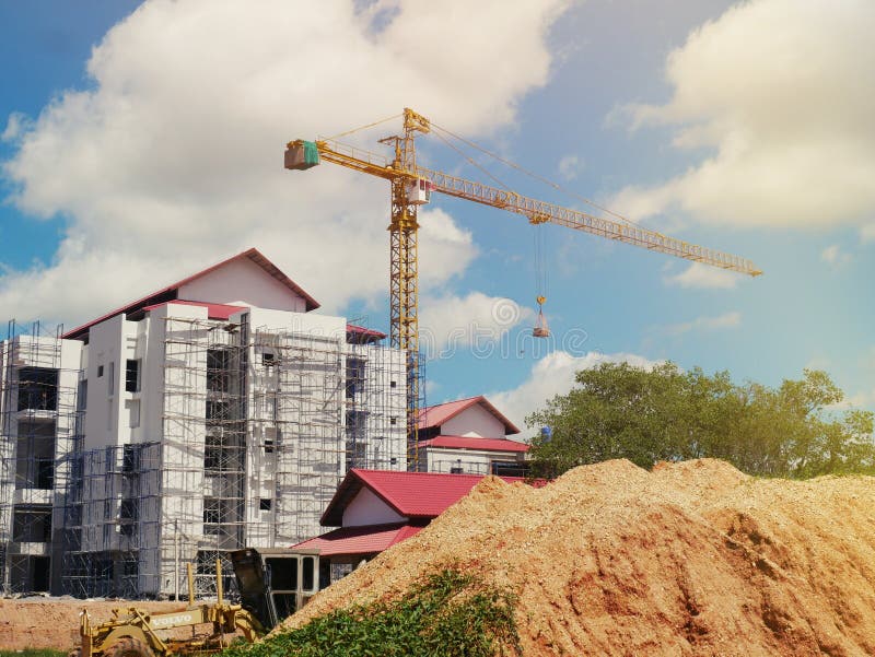 The Building Under Construction Overlooking the Sky and Clouds Stock ...