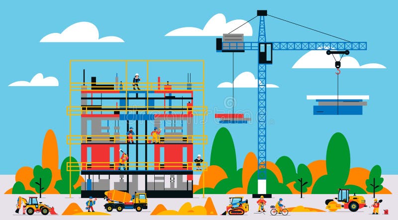 The Building is Under Construction. the Process of Work of Builders at ...