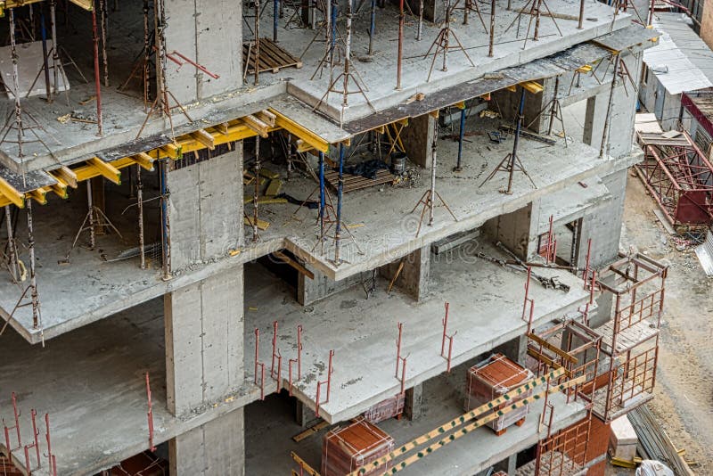 Building Under Construction. Reinforced Concrete Section Frame of the ...