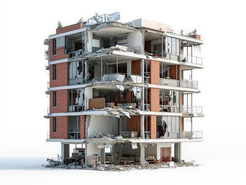 Building Under Construction with Rubble and Debris Scattered on the ...