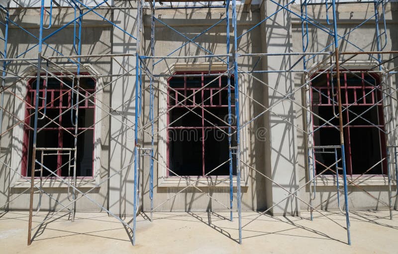 Building Under Construction with Scaffold in Front Stock Image - Image ...