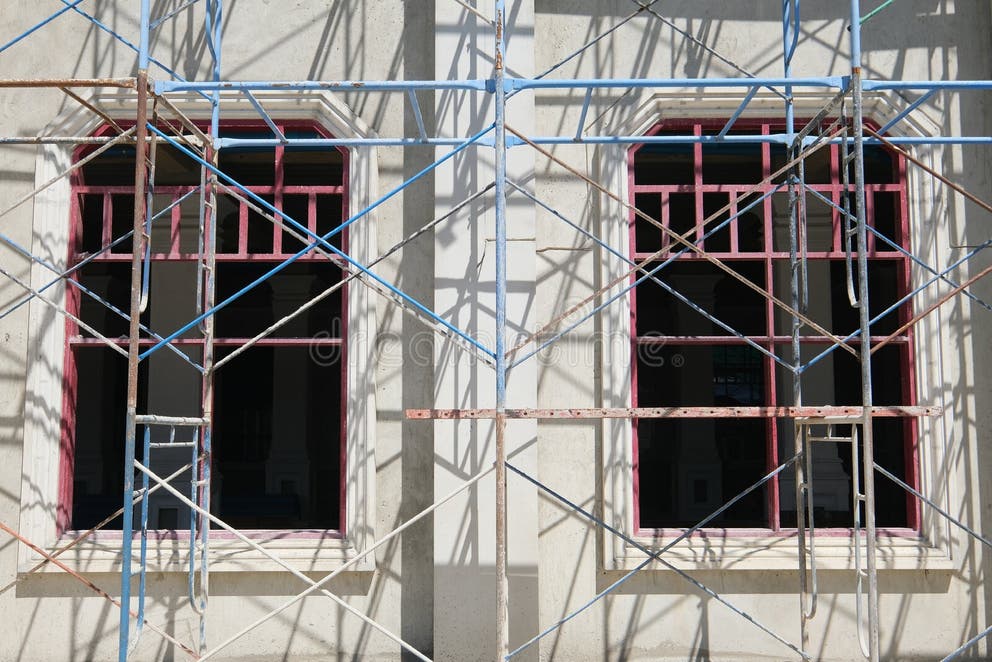 Building Under Construction with Scaffold in Front Stock Photo - Image ...