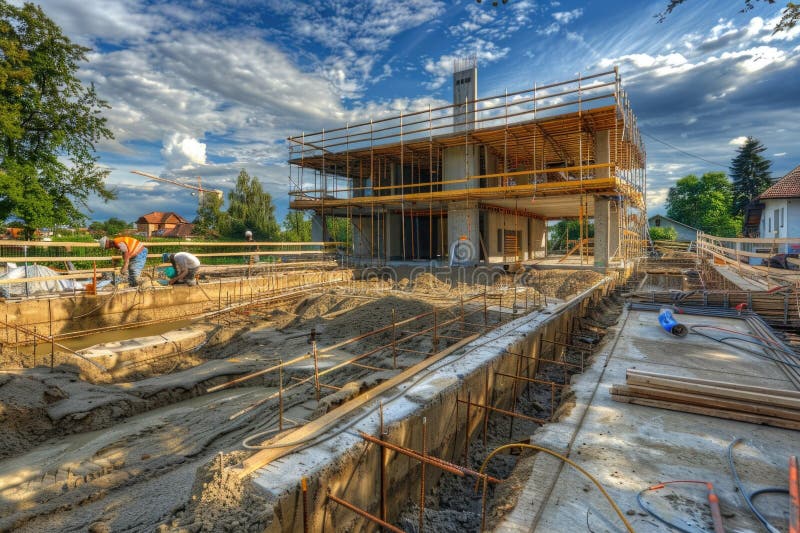 A Building Under Construction with Scaffolding Around it Stock Image ...