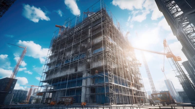 The Building is Under Construction with Scaffolding, High Rise Building ...