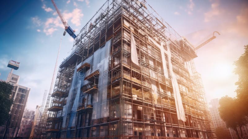 The Building is Under Construction with Scaffolding, High Rise Building ...