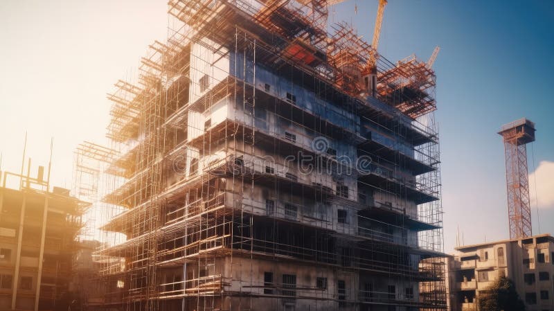 The Building is Under Construction with Scaffolding, High Rise Building ...