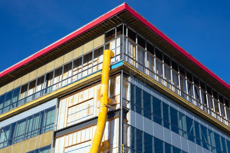 Construction Site Building Isolation Glass Facade Working Stock Image ...