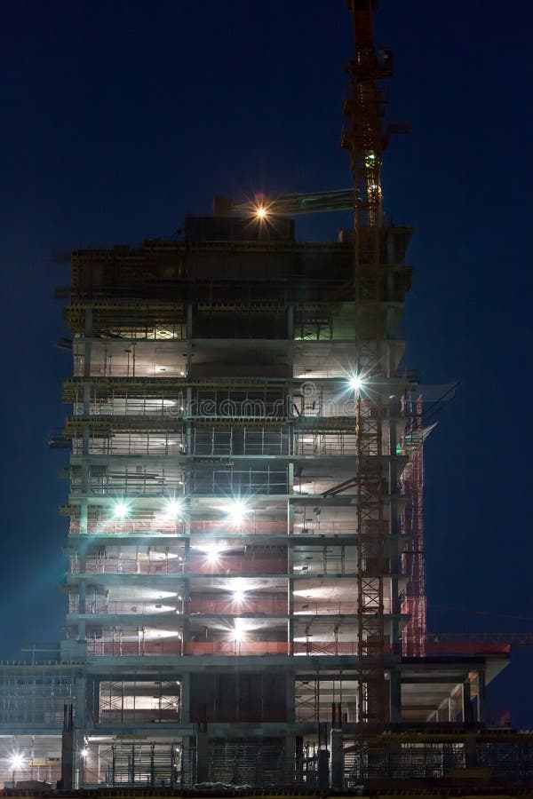 Construction, night scene stock image. Image of activity - 42105339