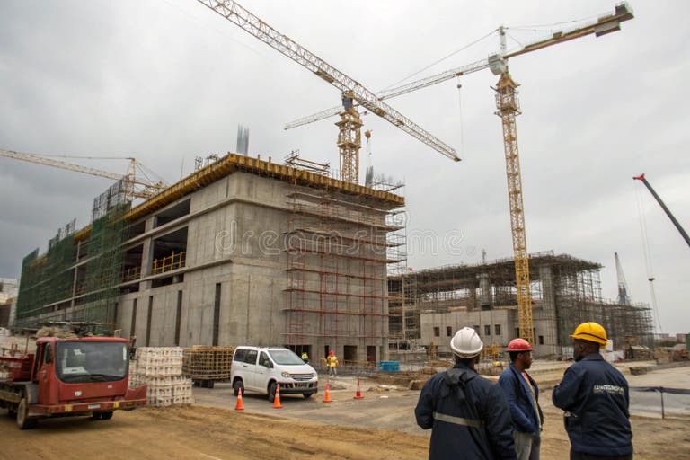 Building Under Construction at a Site Stock Illustration - Illustration ...