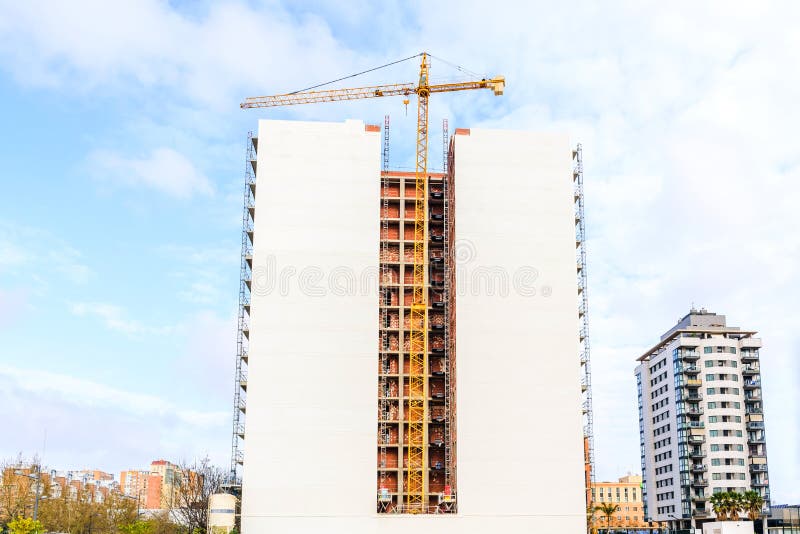 A Building Under Construction with a Smooth Facade in a New Area of the ...